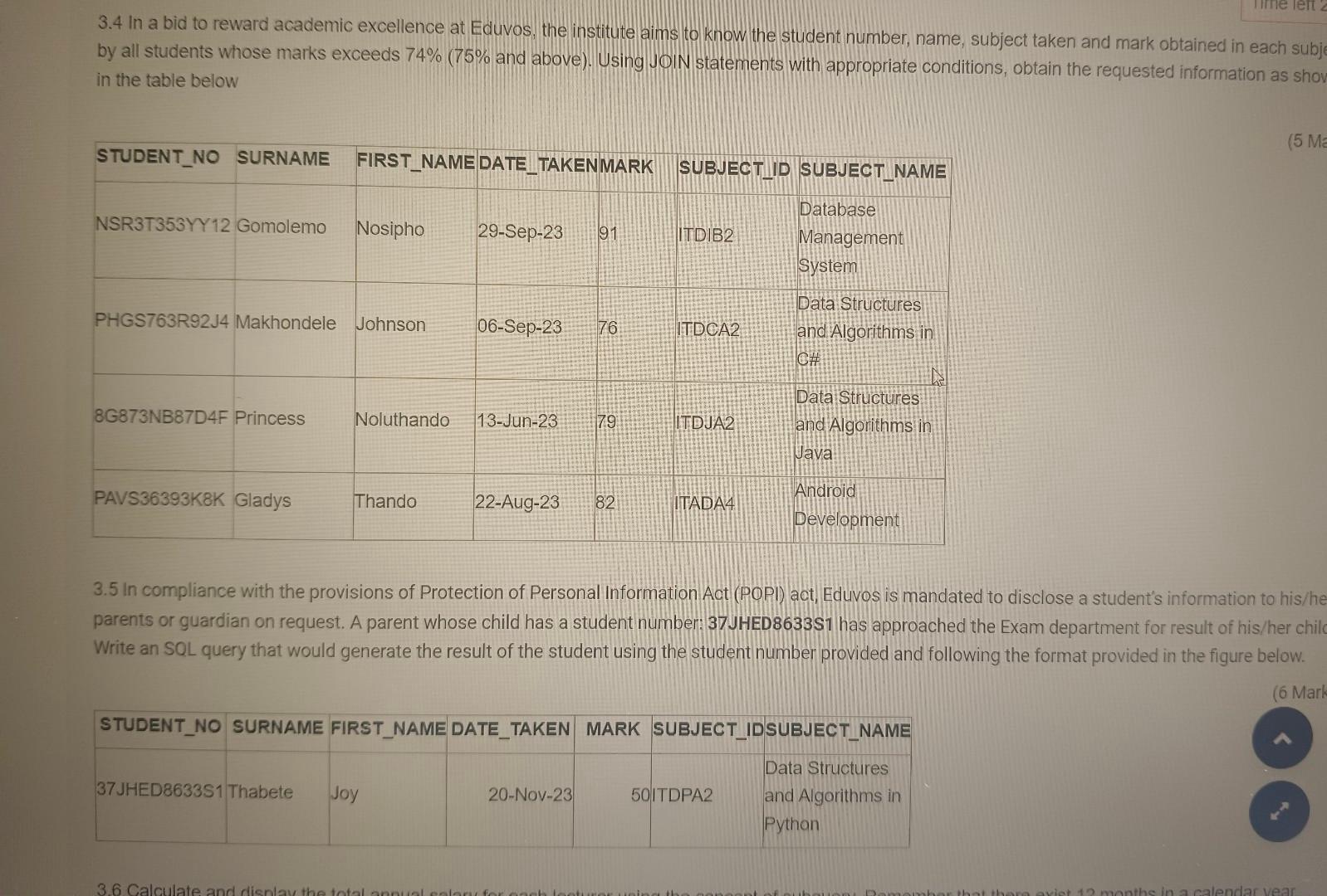 Solved Tables: Sample data for insertion.3. Data Selection | Chegg.com