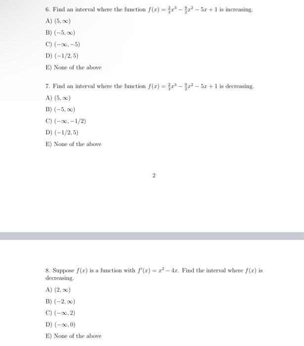 Solved 6. Find an interval where the function | Chegg.com