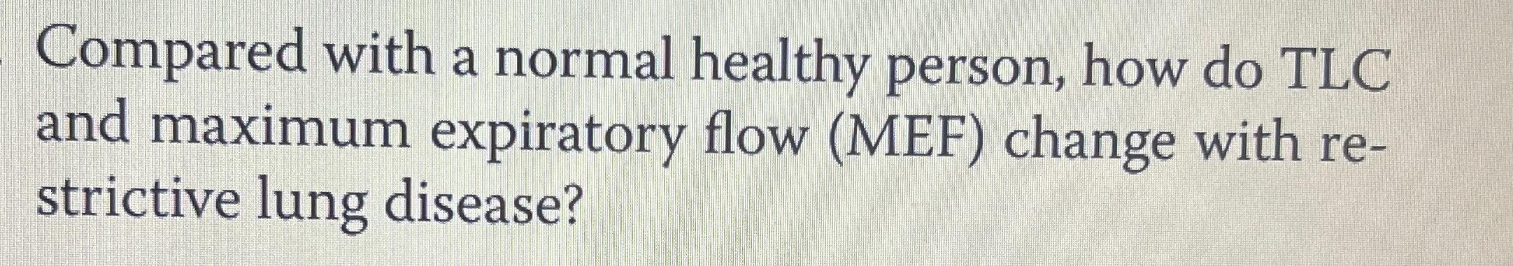 Solved Compared with a normal healthy person, how do TLC and | Chegg.com