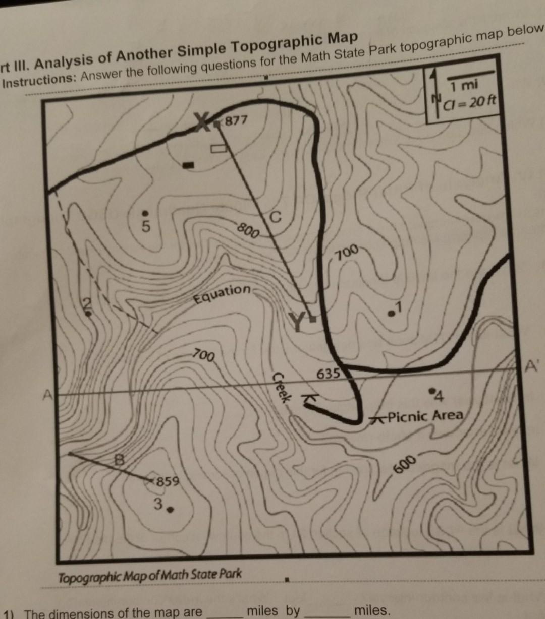 Solved Part III. Analysis of Another Simple Topographic Map | Chegg.com