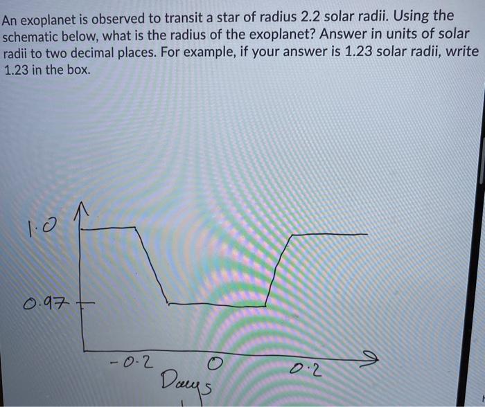 Solved An exoplanet is observed to transit a star of radius | Chegg.com