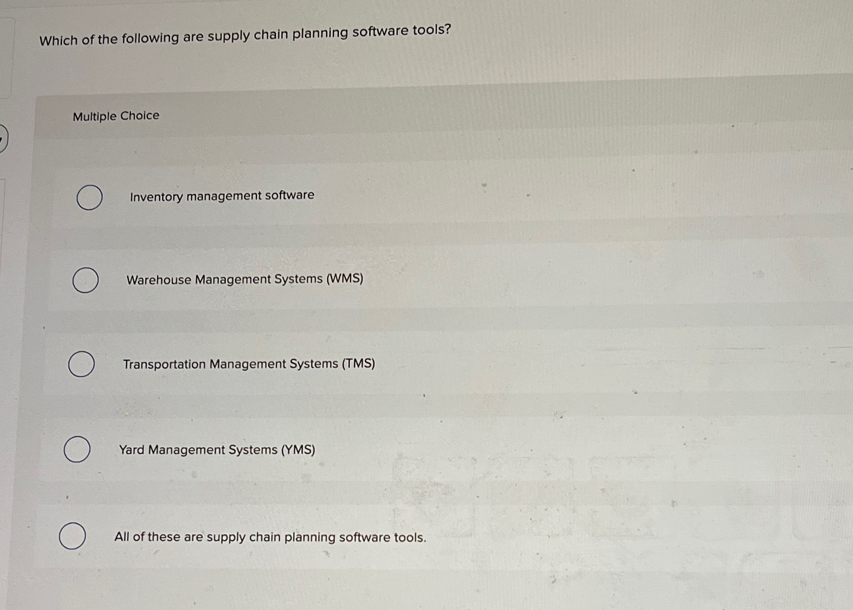 Solved Which of the following are supply chain planning | Chegg.com