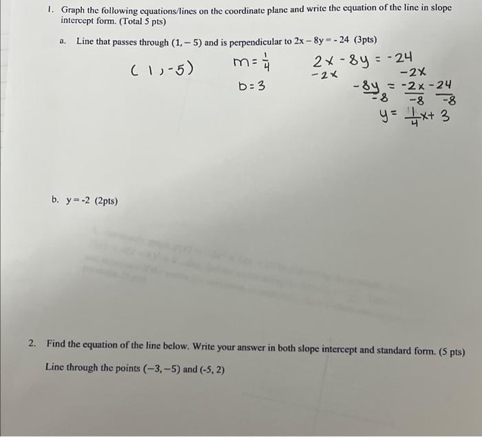 Solved 1. Graph the following equations/lines on the | Chegg.com