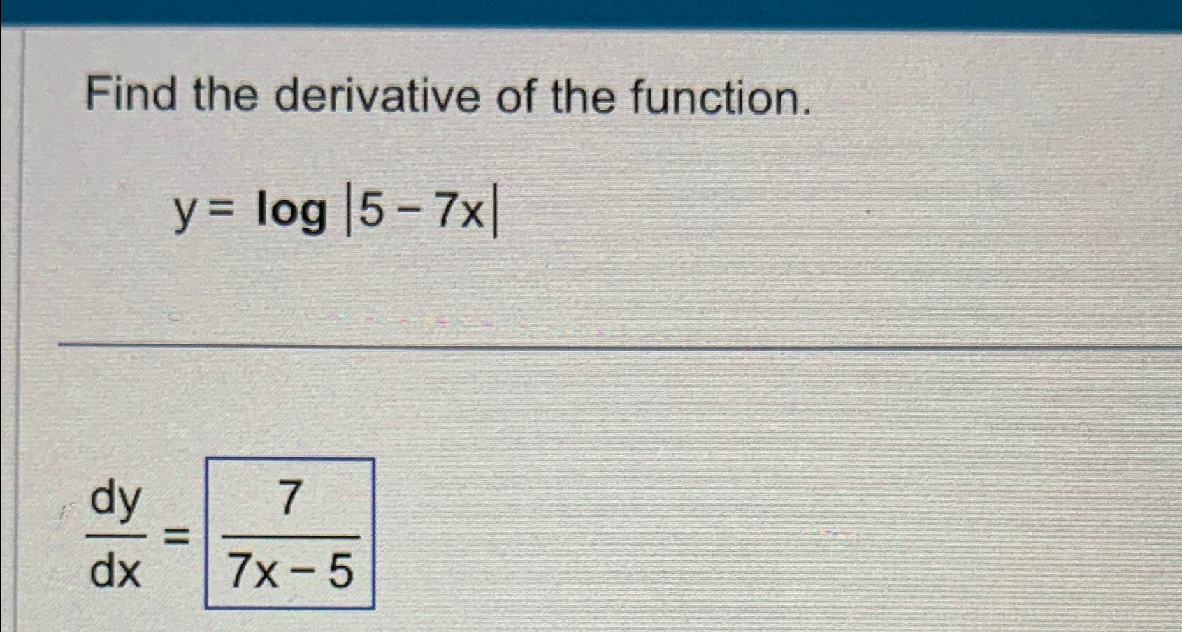 Solved Find the derivative of the | Chegg.com