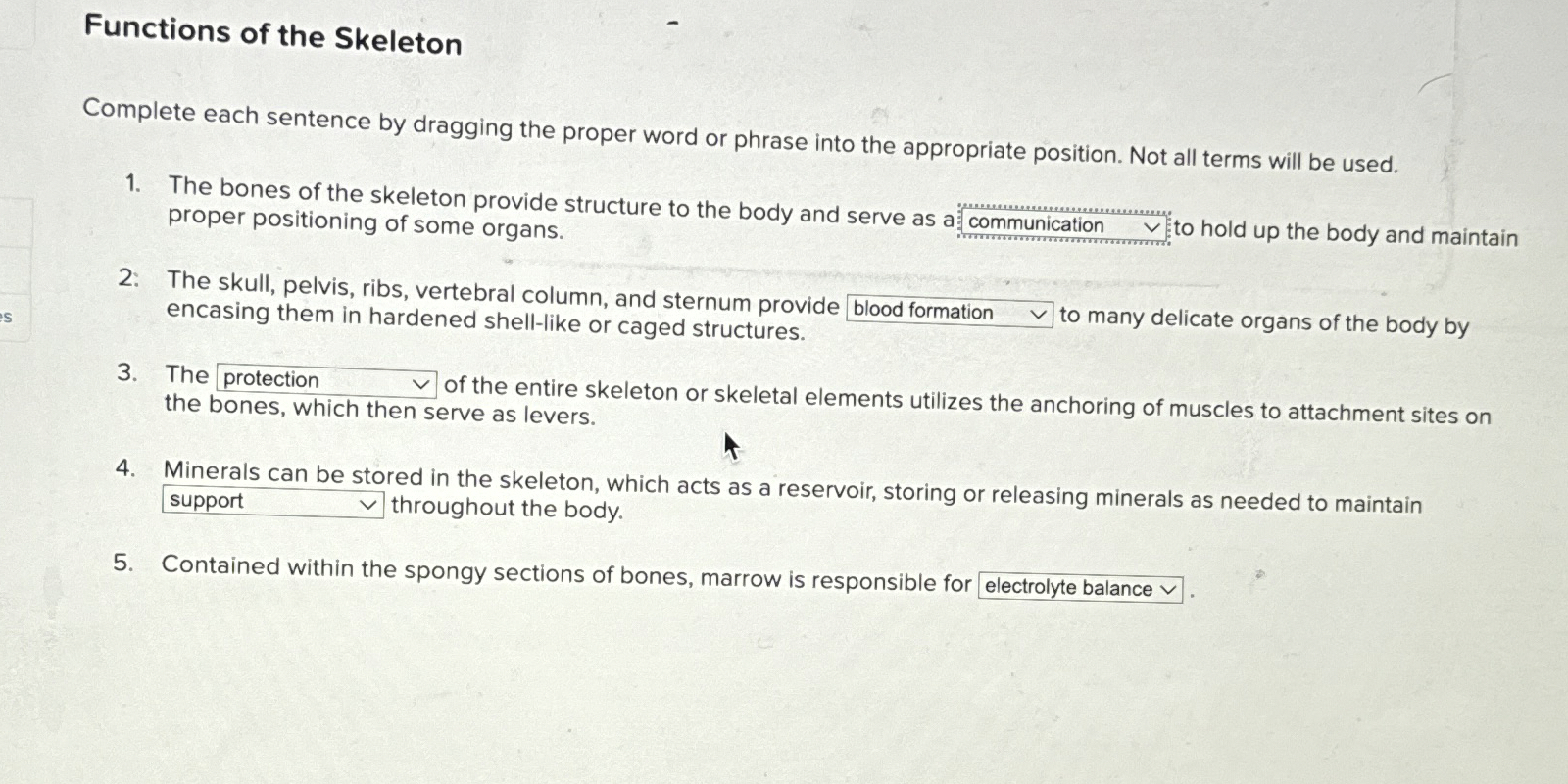 Solved Functions of the SkeletonComplete each sentence by | Chegg.com