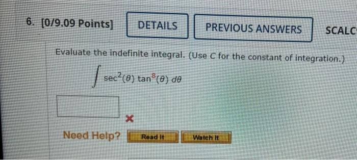 Solved Evaluate the indefinite integral. (Use C for the | Chegg.com