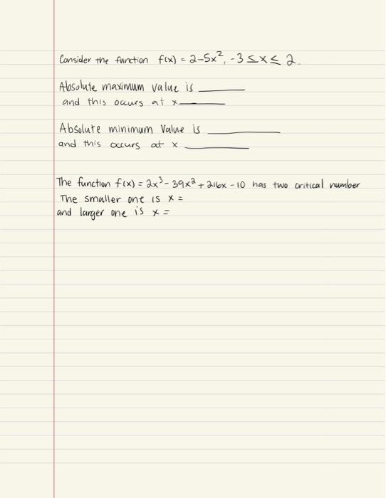Solved Consider the function f(x)=2−5x2,−3≤x≤2. Absolute | Chegg.com