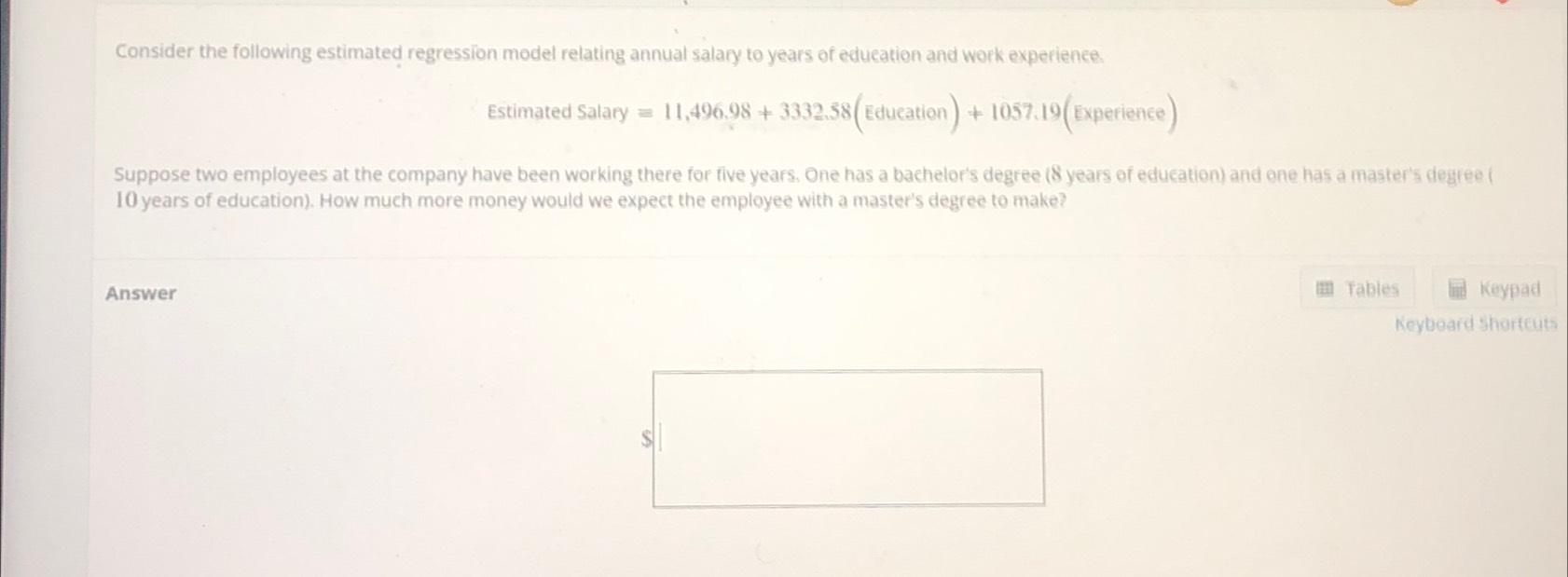 Solved Consider the following estimated regression model | Chegg.com