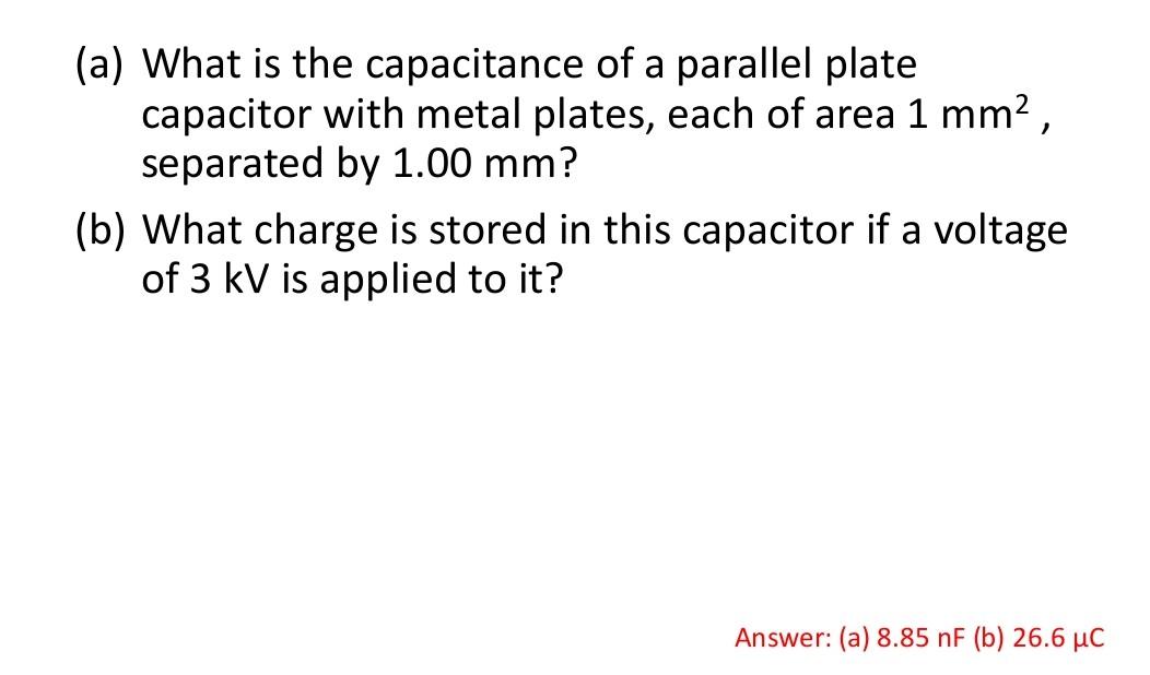 Solved (a) What is the capacitance of a parallel plate | Chegg.com