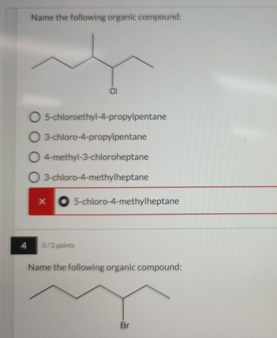 Solved Name the following organic compound: CI O | Chegg.com