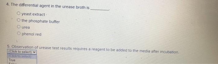 Solved 1. The pH indicator used in the urease test is | Chegg.com