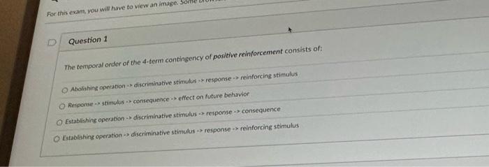 Solved The temporal onder of the 4-term contingency of | Chegg.com