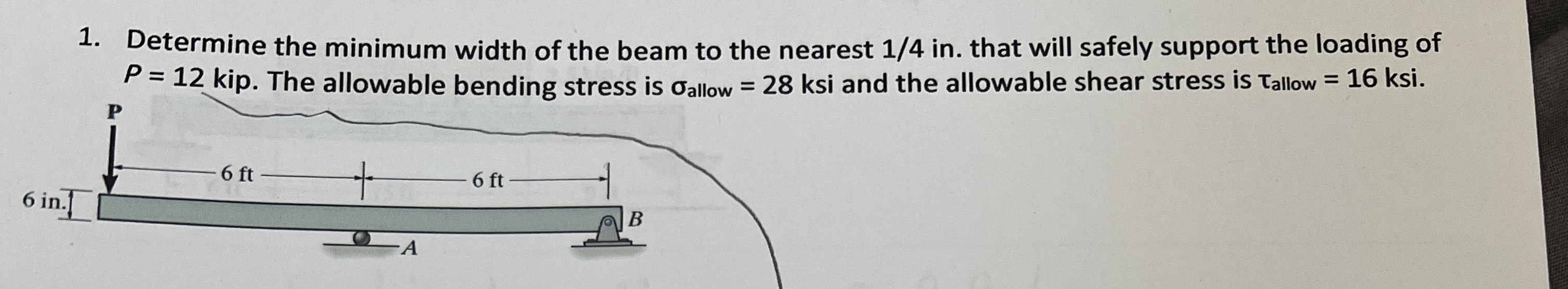 Solved Determine the minimum width of the beam to the | Chegg.com