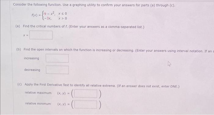 Solved Consider The Following Function Use A Graphing