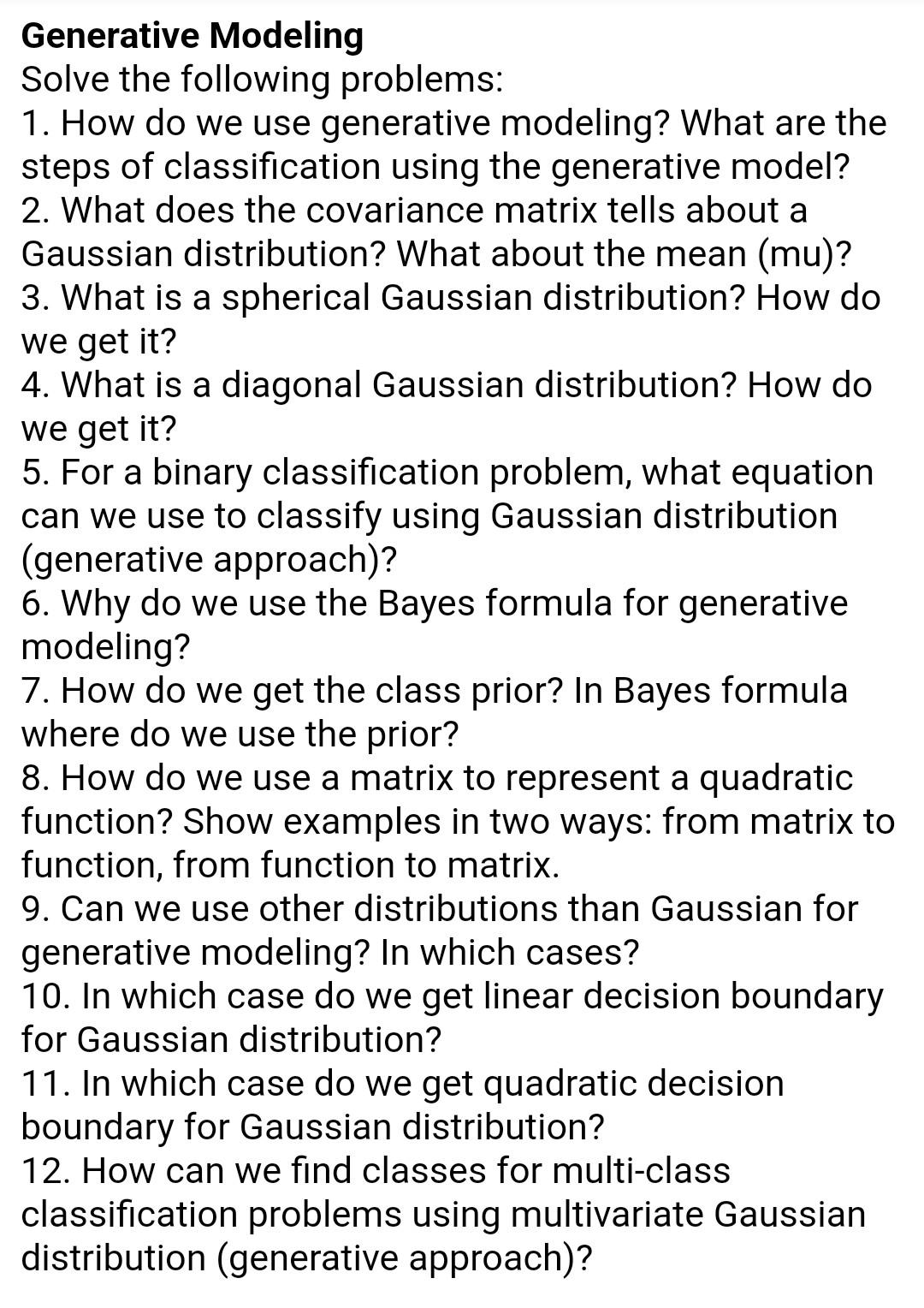 Solved Generative Modeling Solve the following problems: 1. | Chegg.com