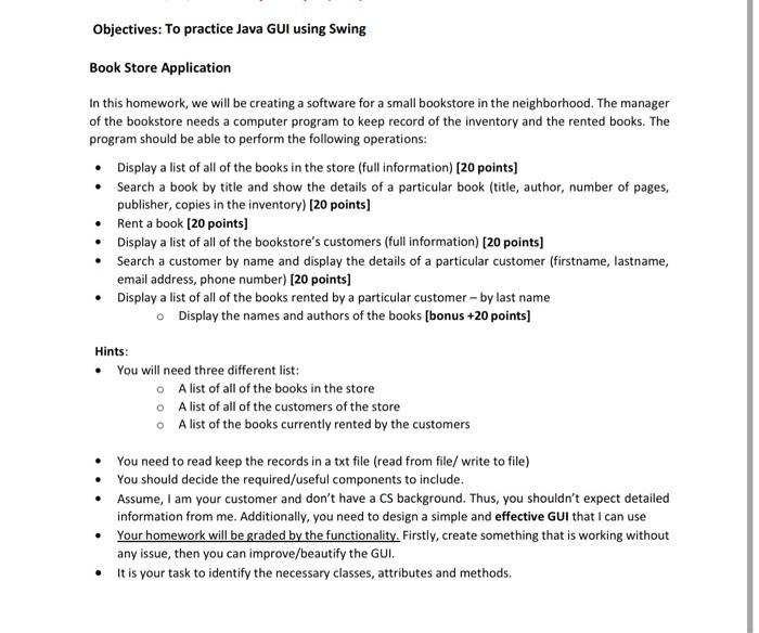 Solved Objectives: To practice Java GUI using Swing Book | Chegg.com