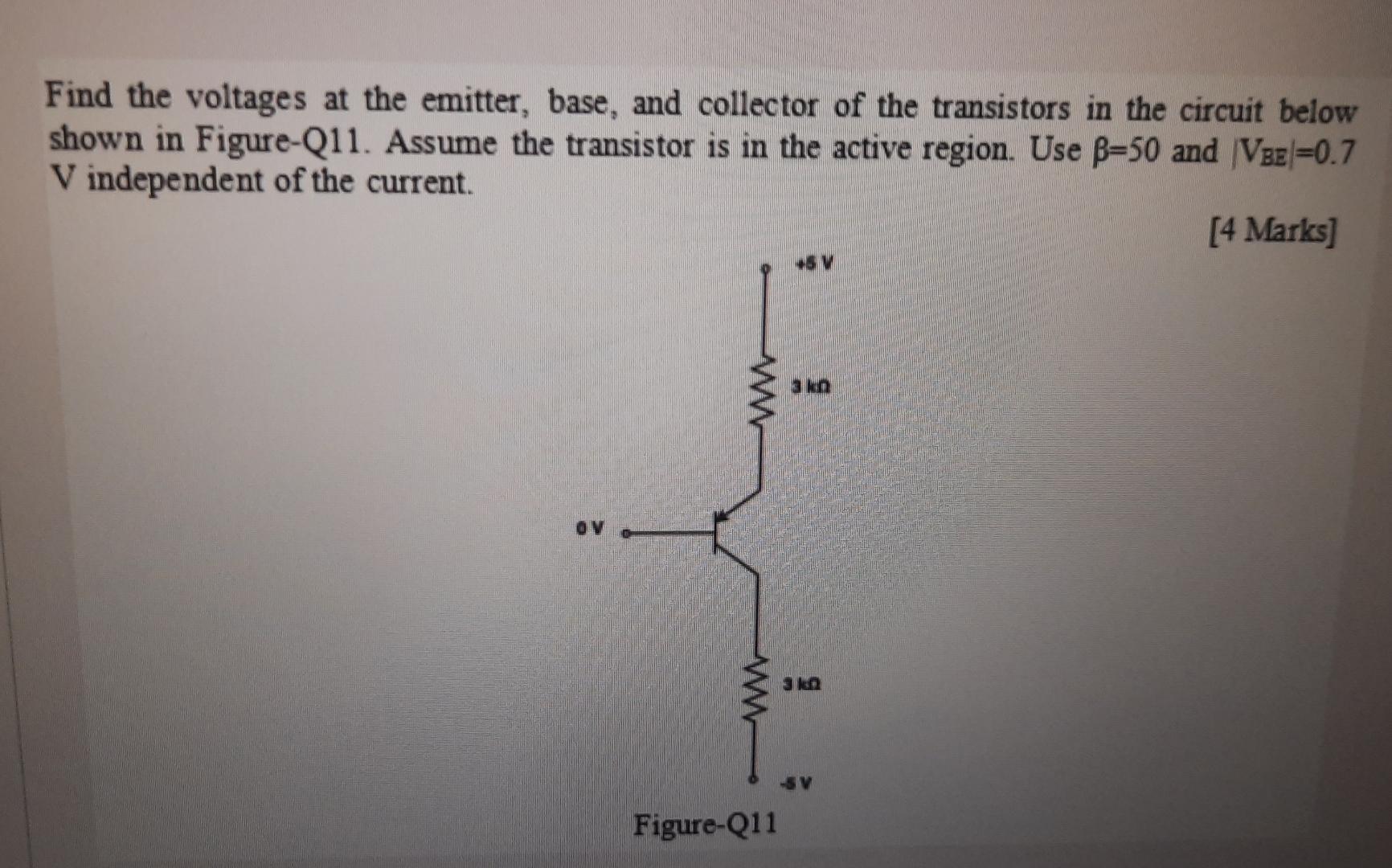 Solved Find the voltages at the emitter, base, and collector | Chegg.com