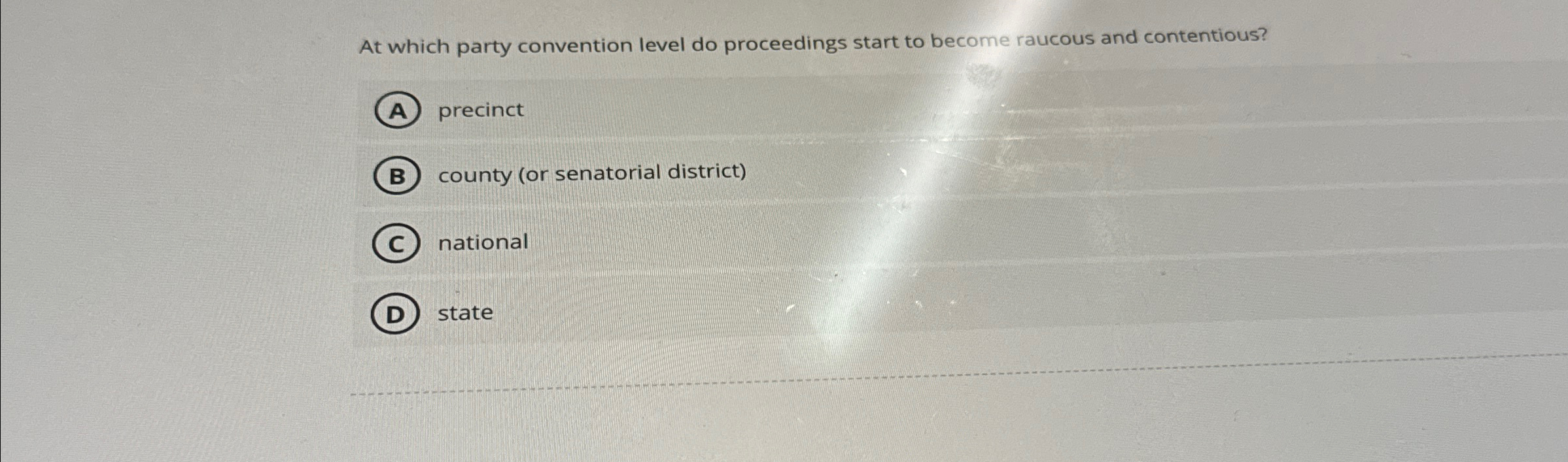Solved At which party convention level do proceedings start | Chegg.com