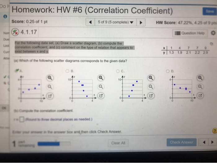 Solved Do H Homework: HW #6 (Correlation Coefficient) Score: | Chegg.com
