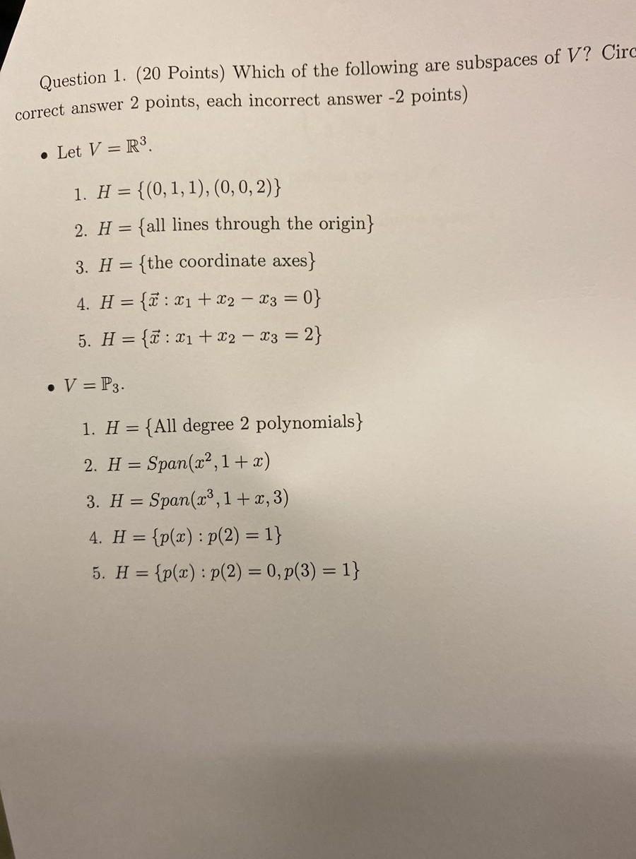 Solved Question 1. (20 Points) Which of the following are | Chegg.com Solved Question 1. (20 Points) Which of the following are | Chegg.com