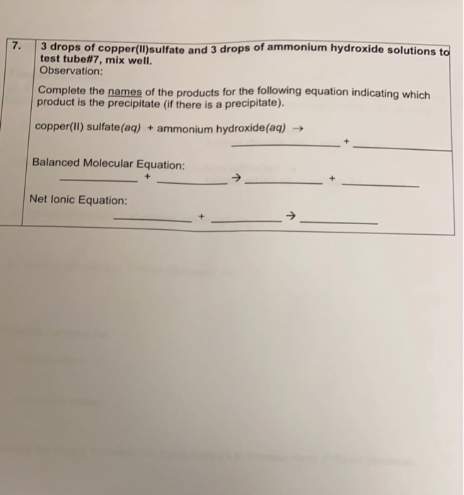 Solved Ionic Precipitation Reactions in Aqueous Solutions | Chegg.com
