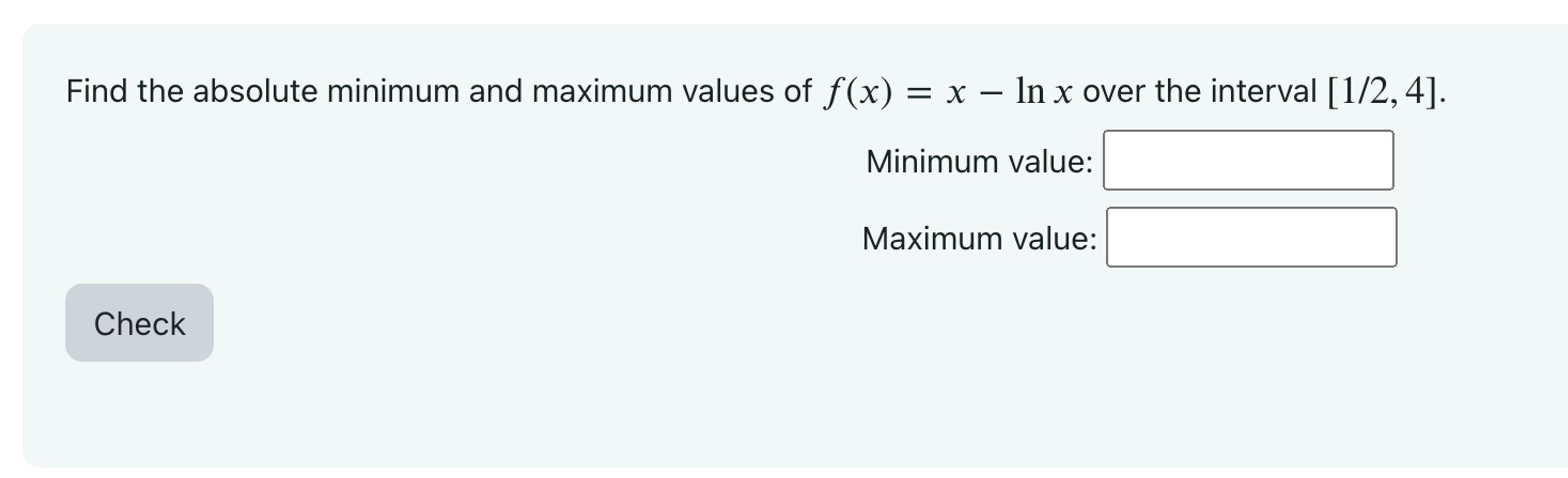 Solved Find the absolute minimum and maximum values of | Chegg.com