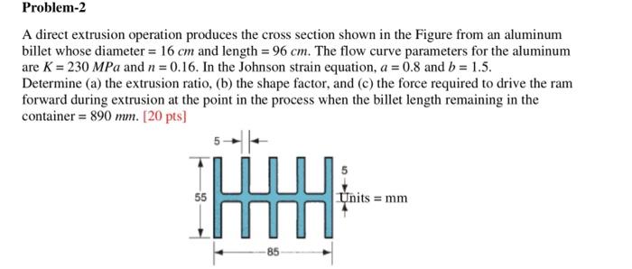 Solved Problem-2 A direct extrusion operation produces the | Chegg.com