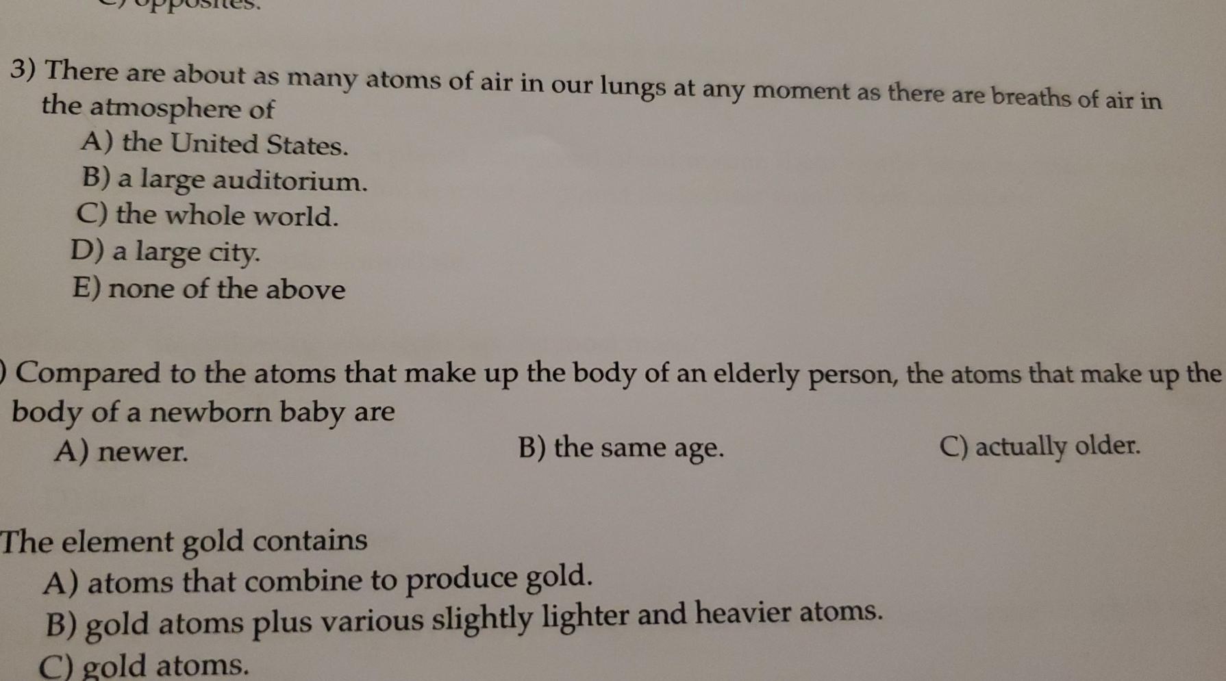 Solved 3) There are about as many atoms of air in our lungs | Chegg.com