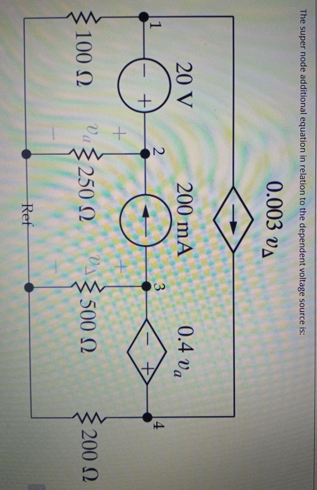 Solved The super node additional equation in relation to the | Chegg.com