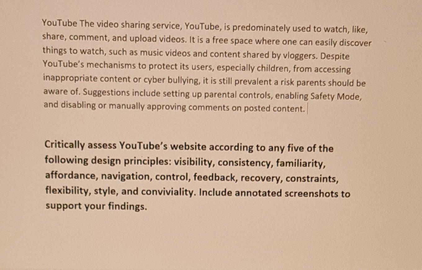 Solved YouTube The video sharing service, YouTube, is | Chegg.com