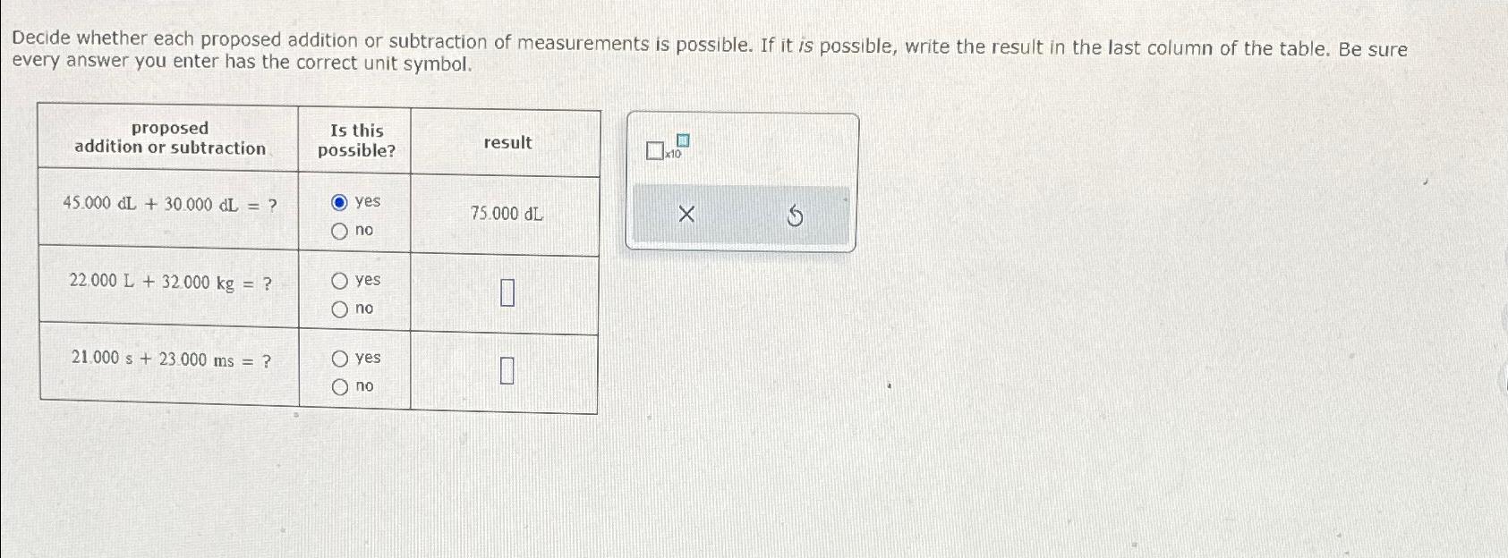 Solved Decide whether each proposed addition or subtraction | Chegg.com
