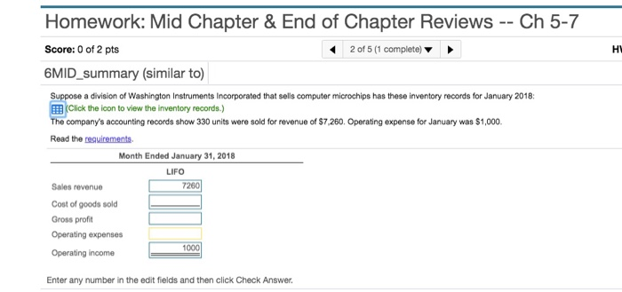 Solved Homework: Mid Chapter & End of Chapter Reviews - Ch | Chegg.com