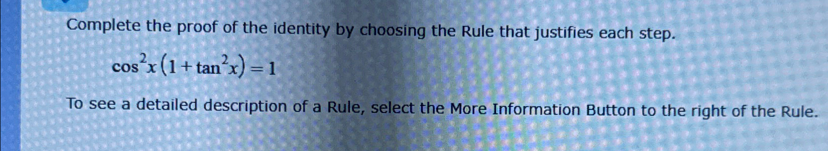 Solved Complete the proof of the identity by choosing the | Chegg.com