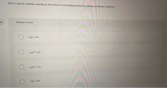 Solved Which Atomic Orbitals Overlap To Form The C⋅ha