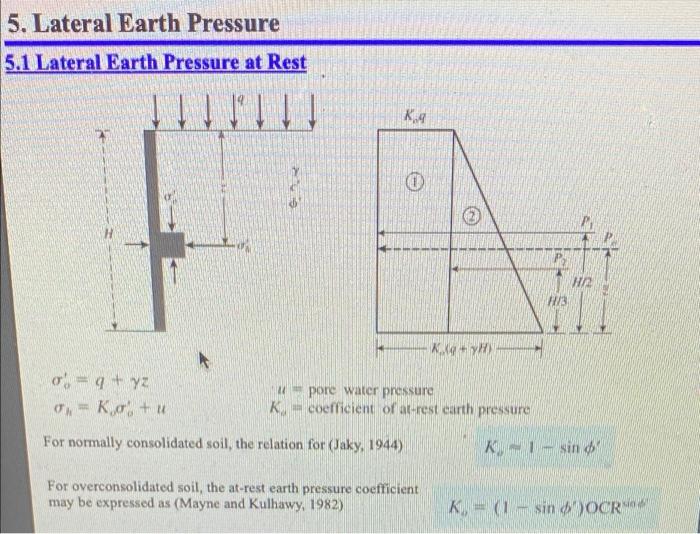 Solved 5. Lateral Earth Pressure 5.1 Lateral Earth Pressure | Chegg.com