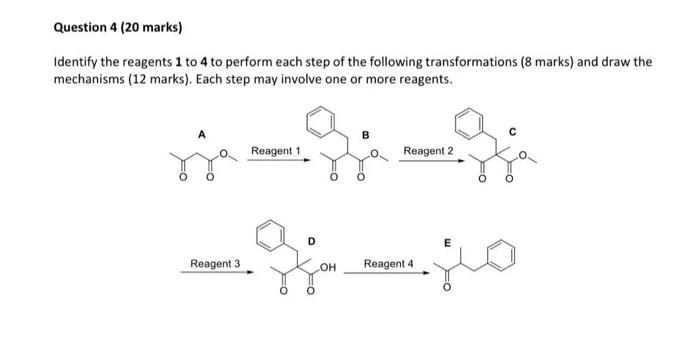 Solved Identify the reagents 1 to 4 to perform each step of | Chegg.com