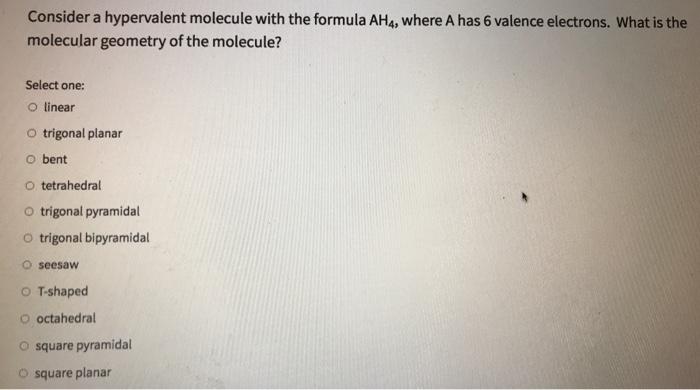 Solved Consider a hypervalent molecule with the formula AHA, | Chegg.com