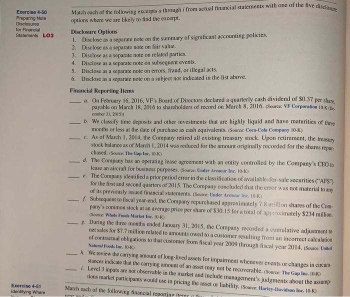 Solved Exercise 4-50 Preparing Note Disclosures for | Chegg.com