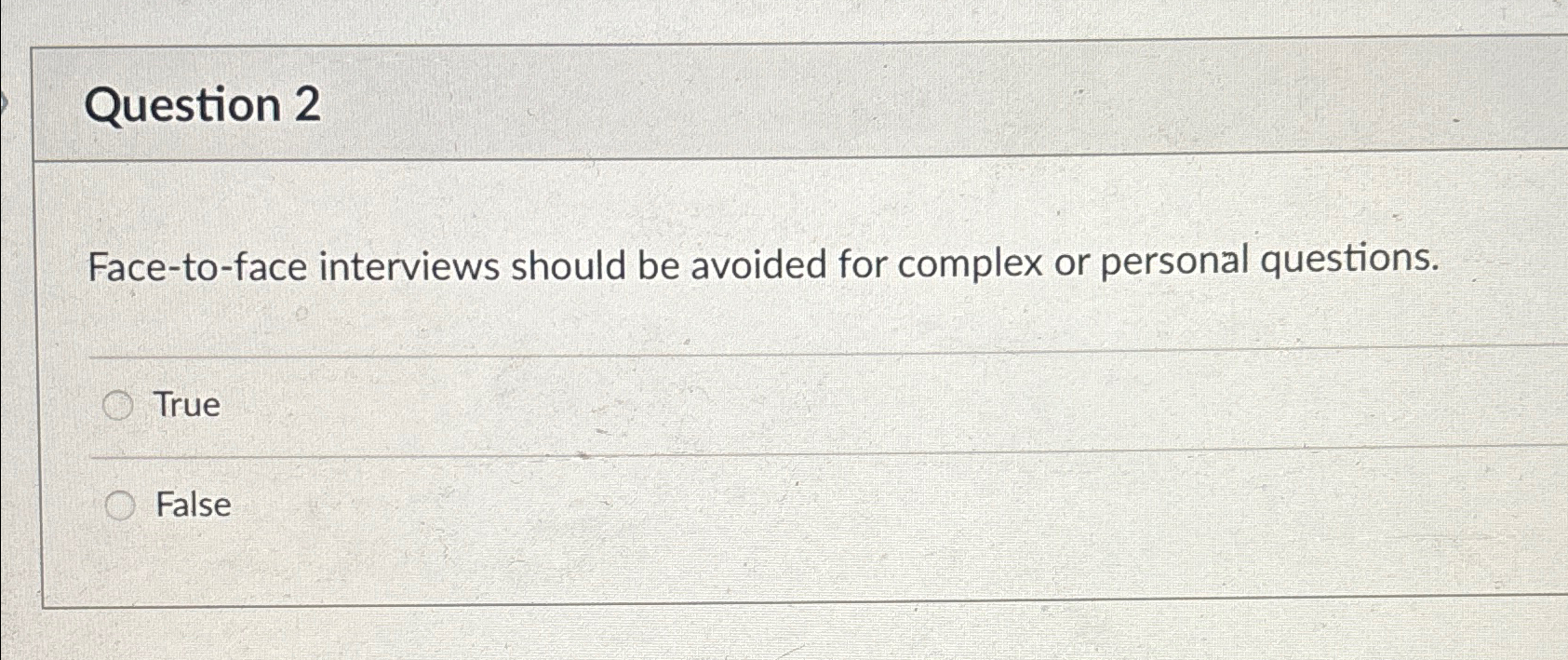 Solved Question 2Face-to-face interviews should be avoided | Chegg.com