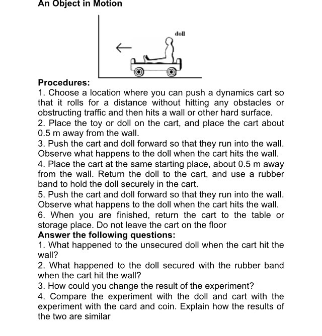 Solved An Object in Motion Procedures: 1. Choose a location | Chegg.com
