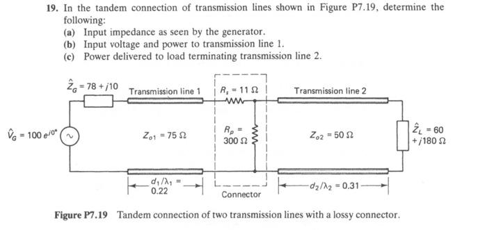 Solved 19. In the tandem connection of transmission lines | Chegg.com
