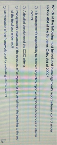 Solved Which of the following must be included in | Chegg.com