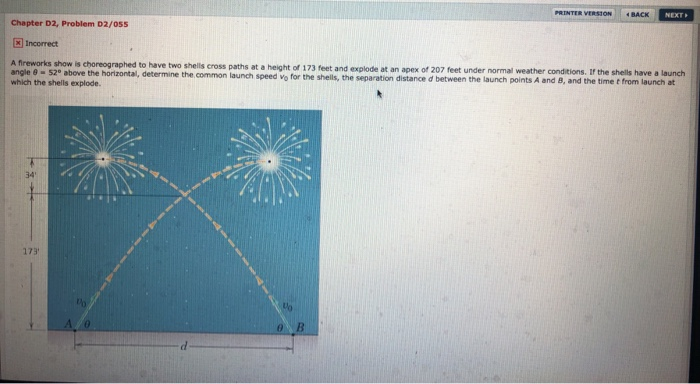 Solved A fireworks show is choreographed to have two shells | Chegg.com