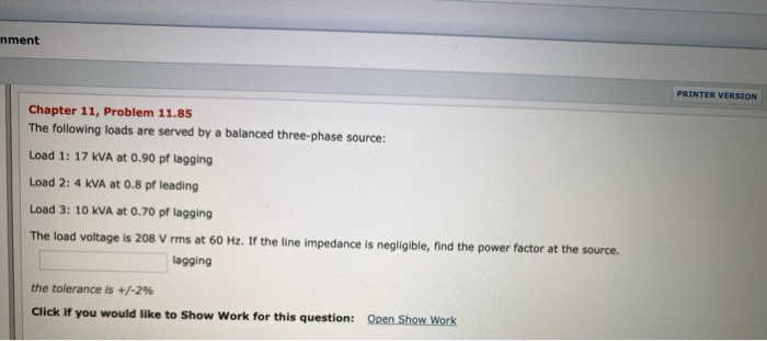 Solved inment PRINTER VERSION Chapter 11, Problem 11.85 The | Chegg.com