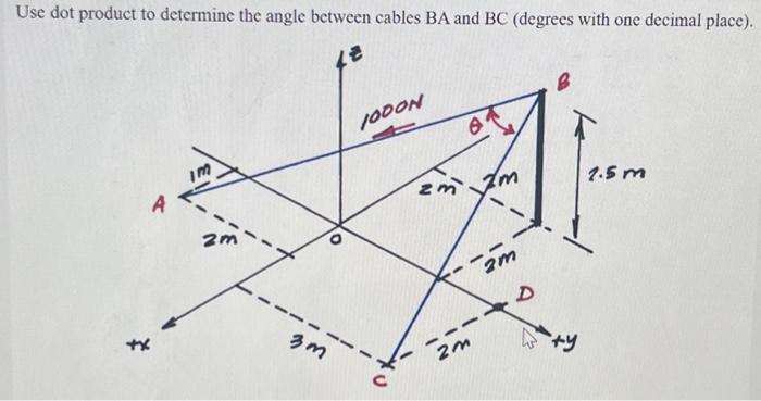 Solved Use dot product to determine the angle between cables | Chegg.com