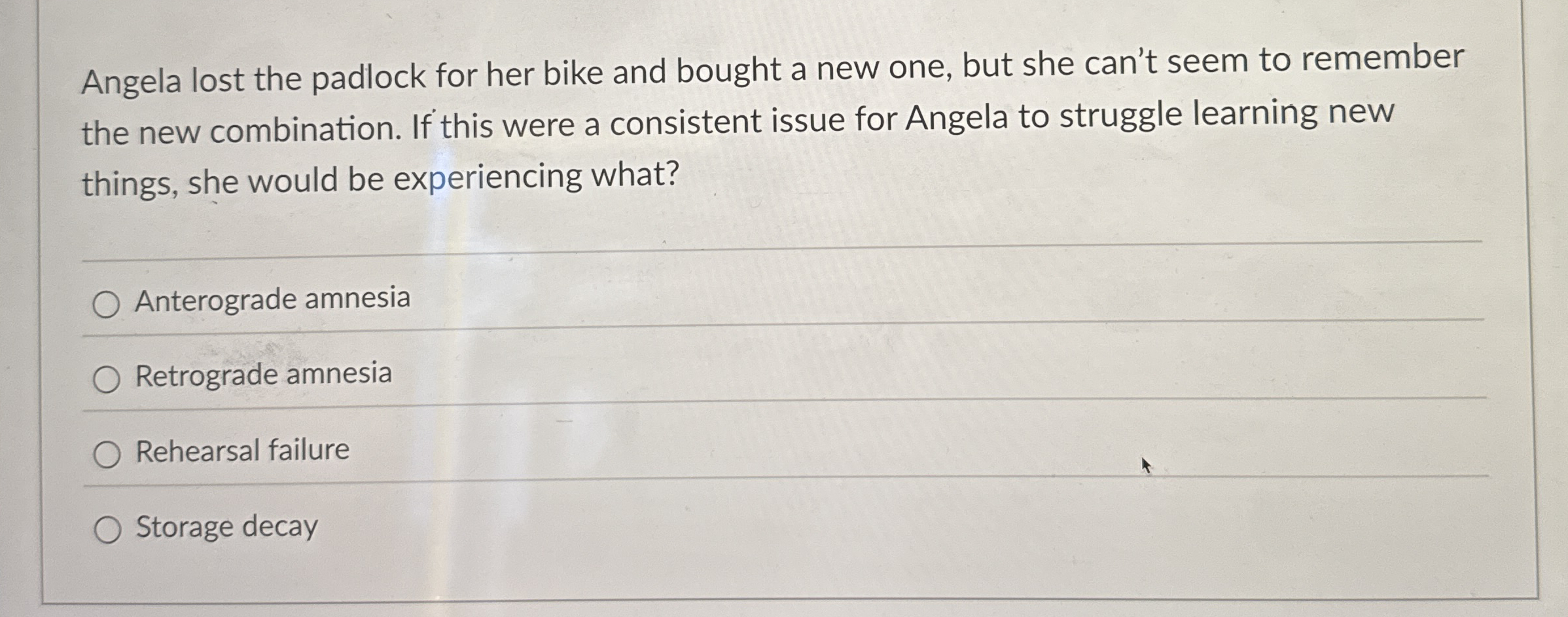Solved Angela lost the padlock for her bike and bought a new | Chegg.com