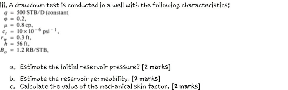 Solved iii. A drawdown test is conducted in a well with the | Chegg.com