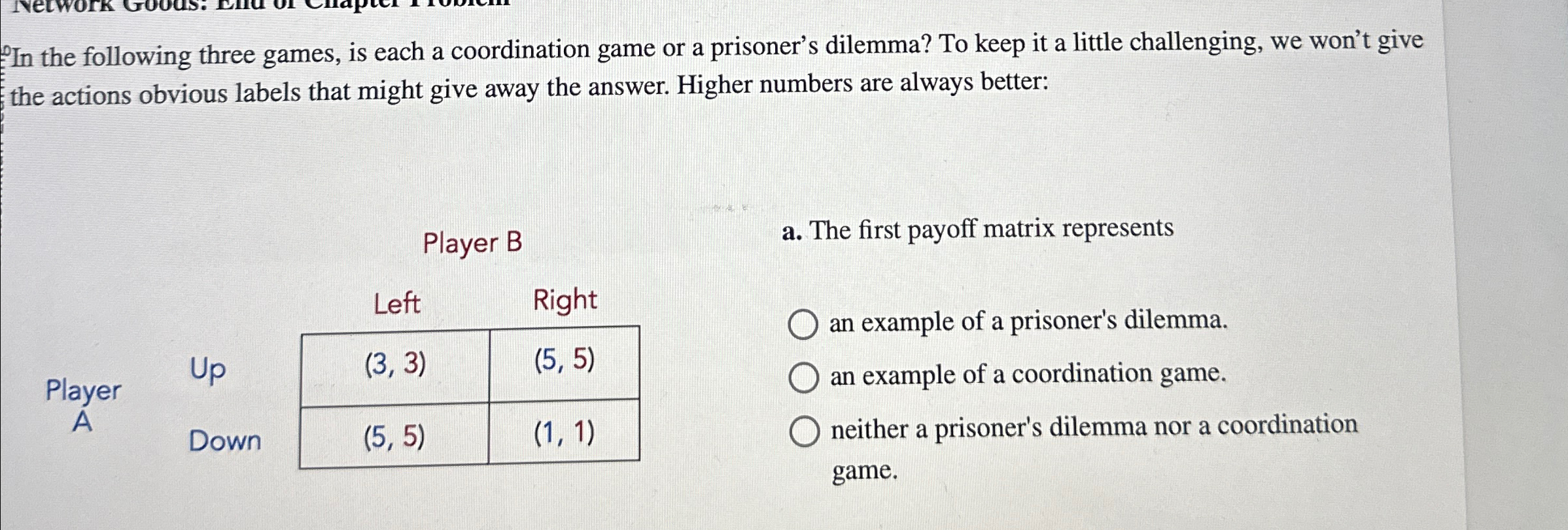 Solved oln the following three games, is each a coordination | Chegg.com