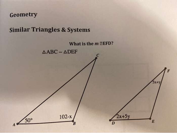 Solved Geometry Similar Triangles & Systems What is the m | Chegg.com