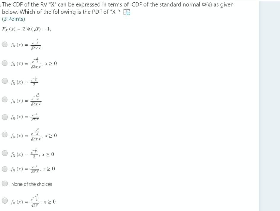 Solved The CDF of the RV "X" can be expressed in terms of | Chegg.com